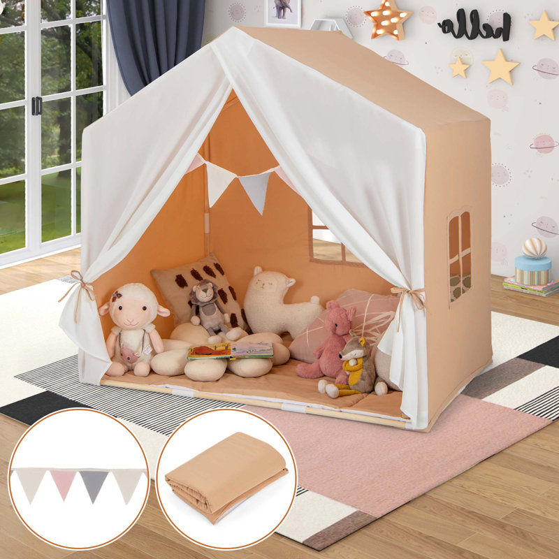 Costway 52 W x 36 D Indoor Outdoor Polyester Pop Up Play Tent Pink White